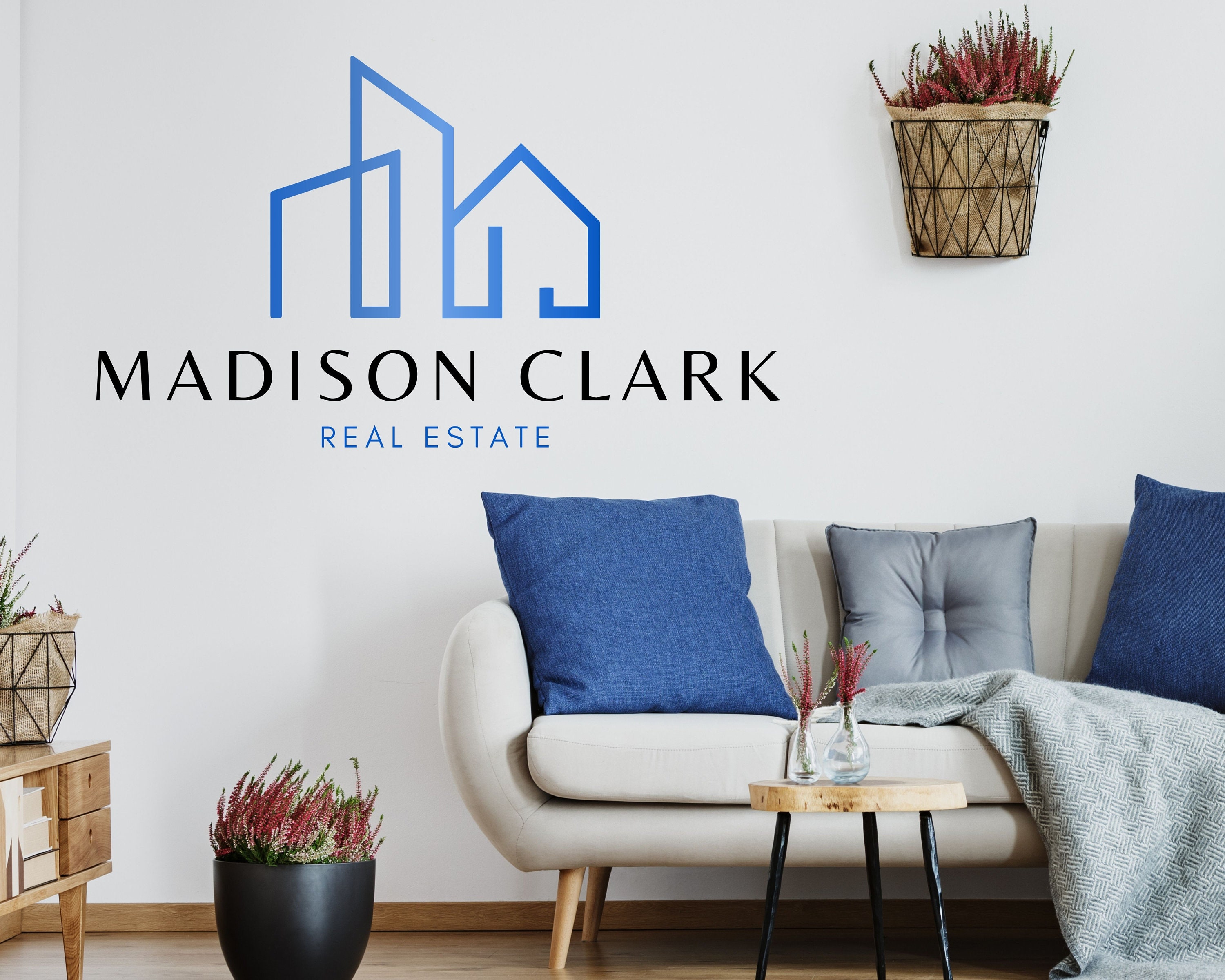 Premade Logo Design for REAL ESTATE Agents, Modern Blue Logo, Building ...