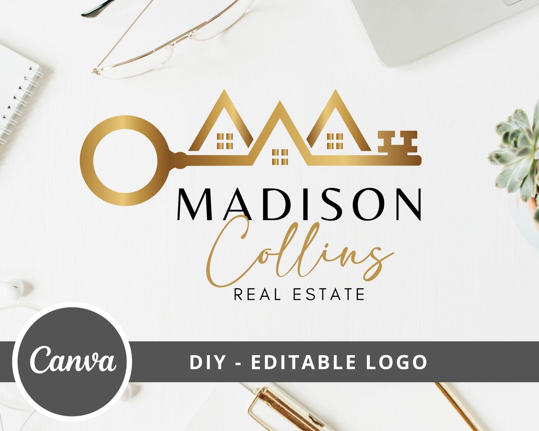 DIY Real Estate Logo, House Logo. Change ALL Colors, Instant Access ...