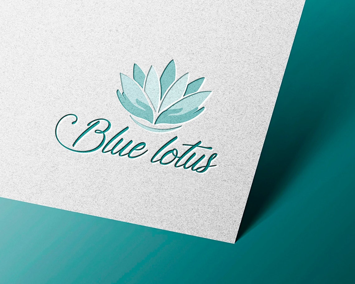 Blue Lotus Logo Yoga Logo Spa Logo Hand Logo Meditation - Etsy