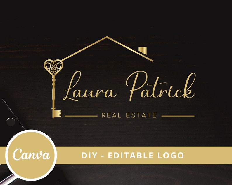 DIY Real Estate Logo Template, Fully Editable Logo, Classic Key Logo ...