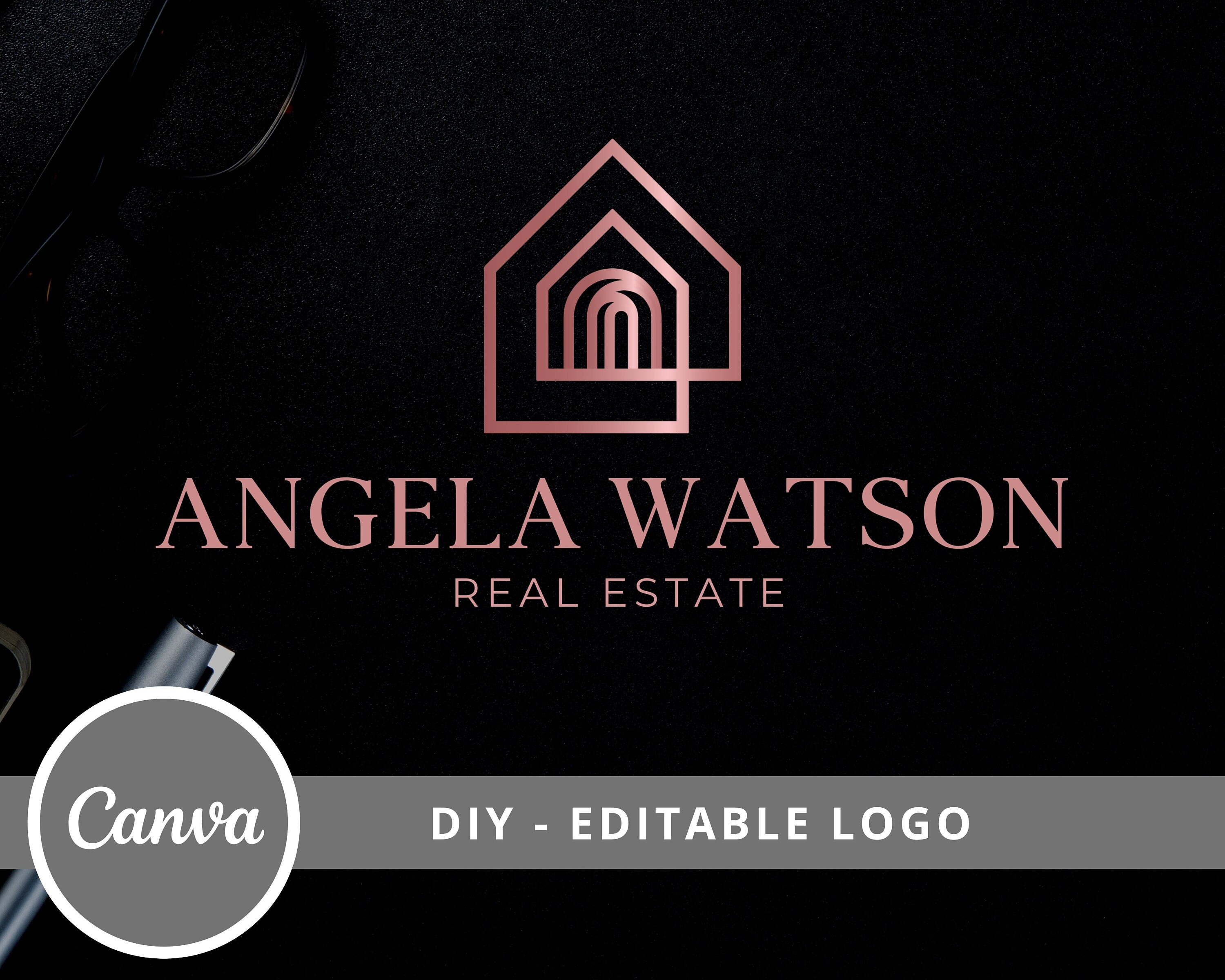 Editable Real Estate Logo DIY Logo Template Modern Rose Gold - Etsy