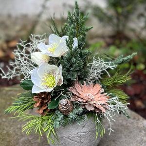Grabschmuck „rosa Schnee „ Grab Gesteck Winter - Etsy.de
