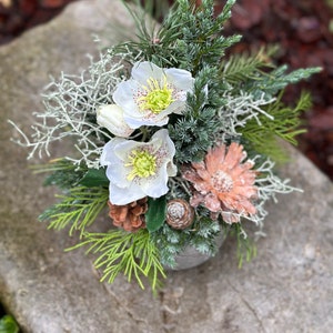 Grabschmuck „rosa Schnee „ Grab Gesteck Winter - Etsy.de