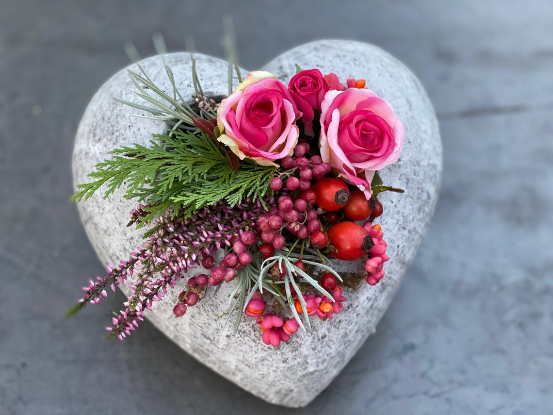 Grabgesteck Pink Heart - Etsy.de