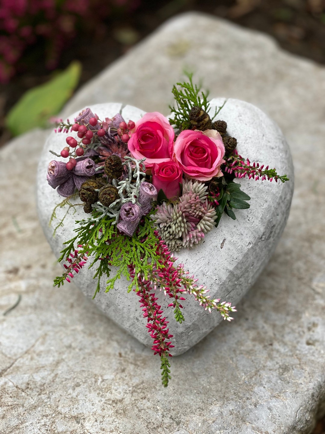 Grabgesteck „Pink Heart „ - Etsy.de