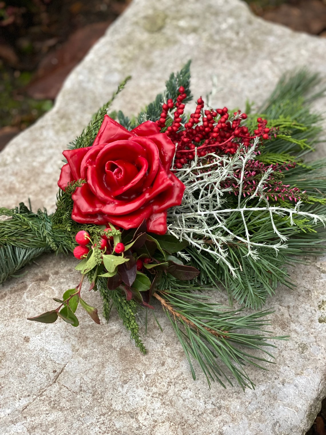 Grab Strauß „red Flower „ Grabschmuck Wachsrose Winter Frühling - Etsy.de