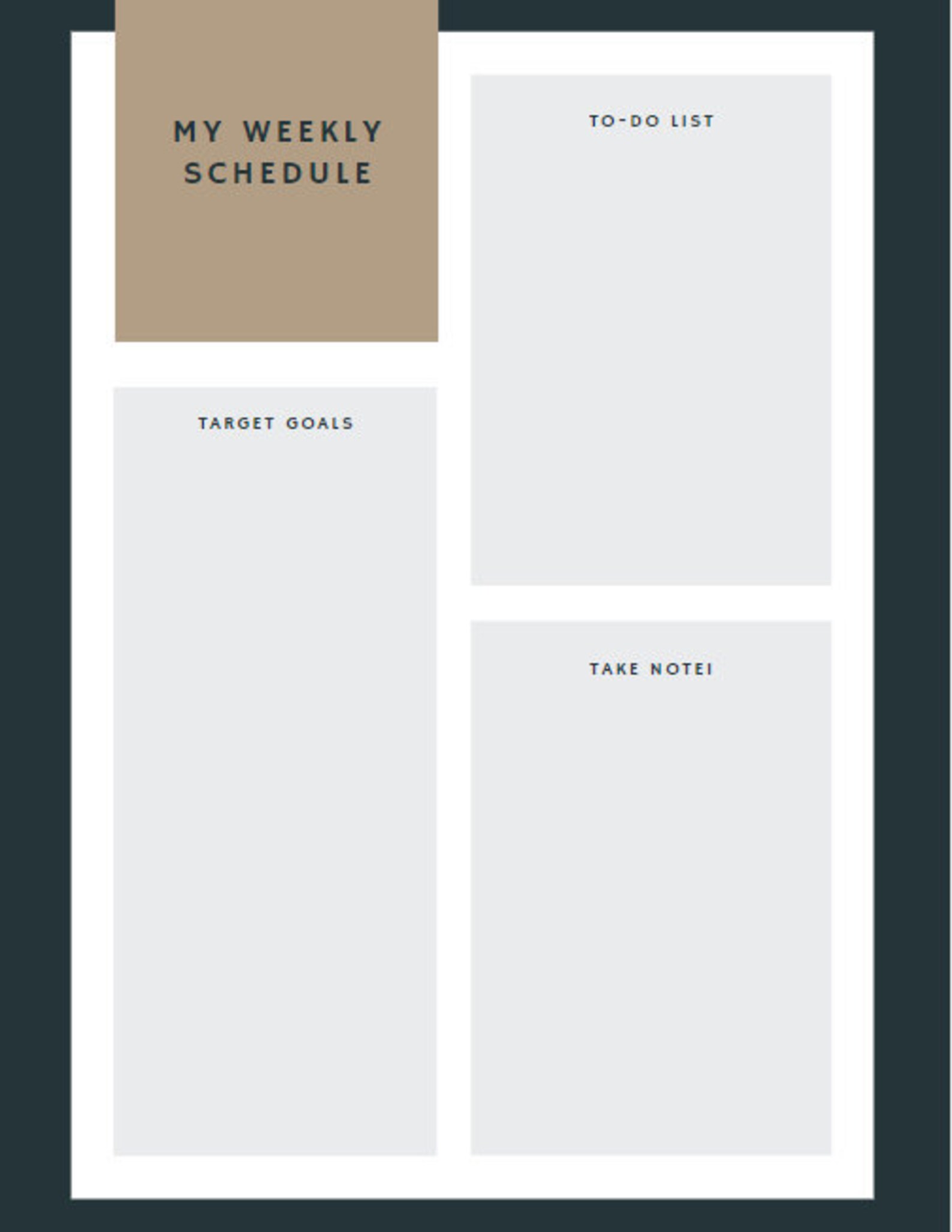 Weekly Schedule Printable, Target Goals, to Do List Printable Template ...
