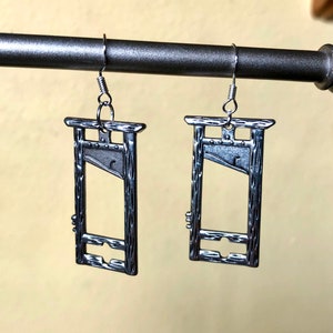 Silver Guillotine Earrings Fish Hook Clasp or Clip On - Etsy