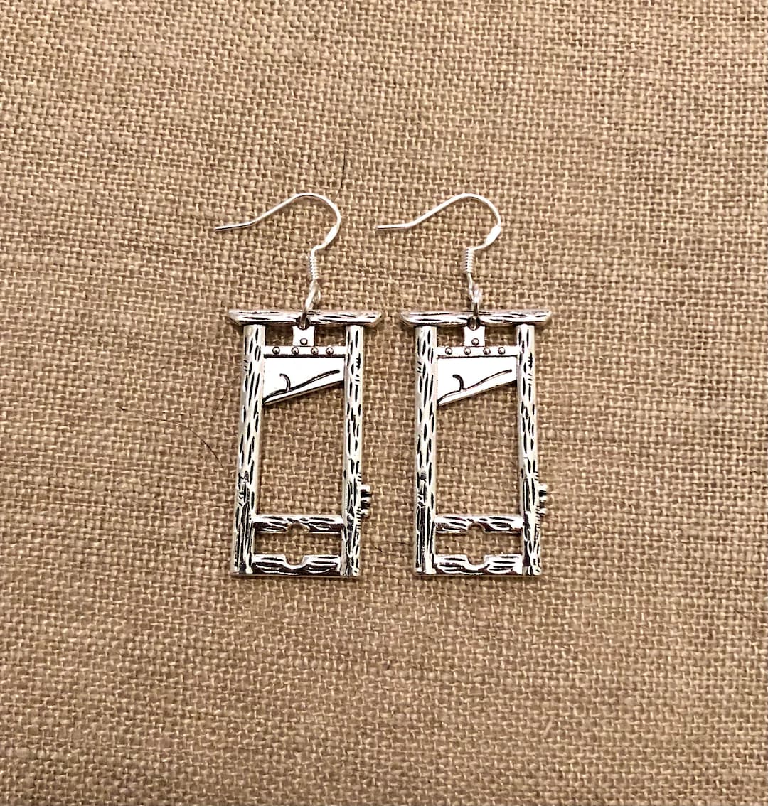 Silver Guillotine Earrings Fish Hook Clasp or Clip On - Etsy