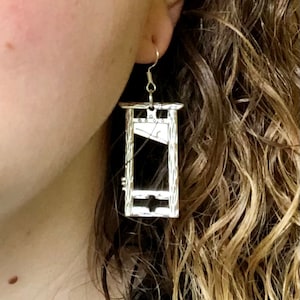 Silver Guillotine Earrings Fish Hook Clasp or Clip On - Etsy