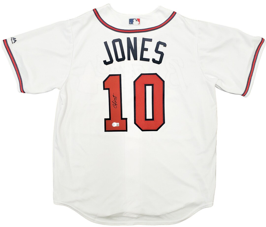 Atlanta Braves Chipper Jones Autographed White Majestic Jersey - Etsy