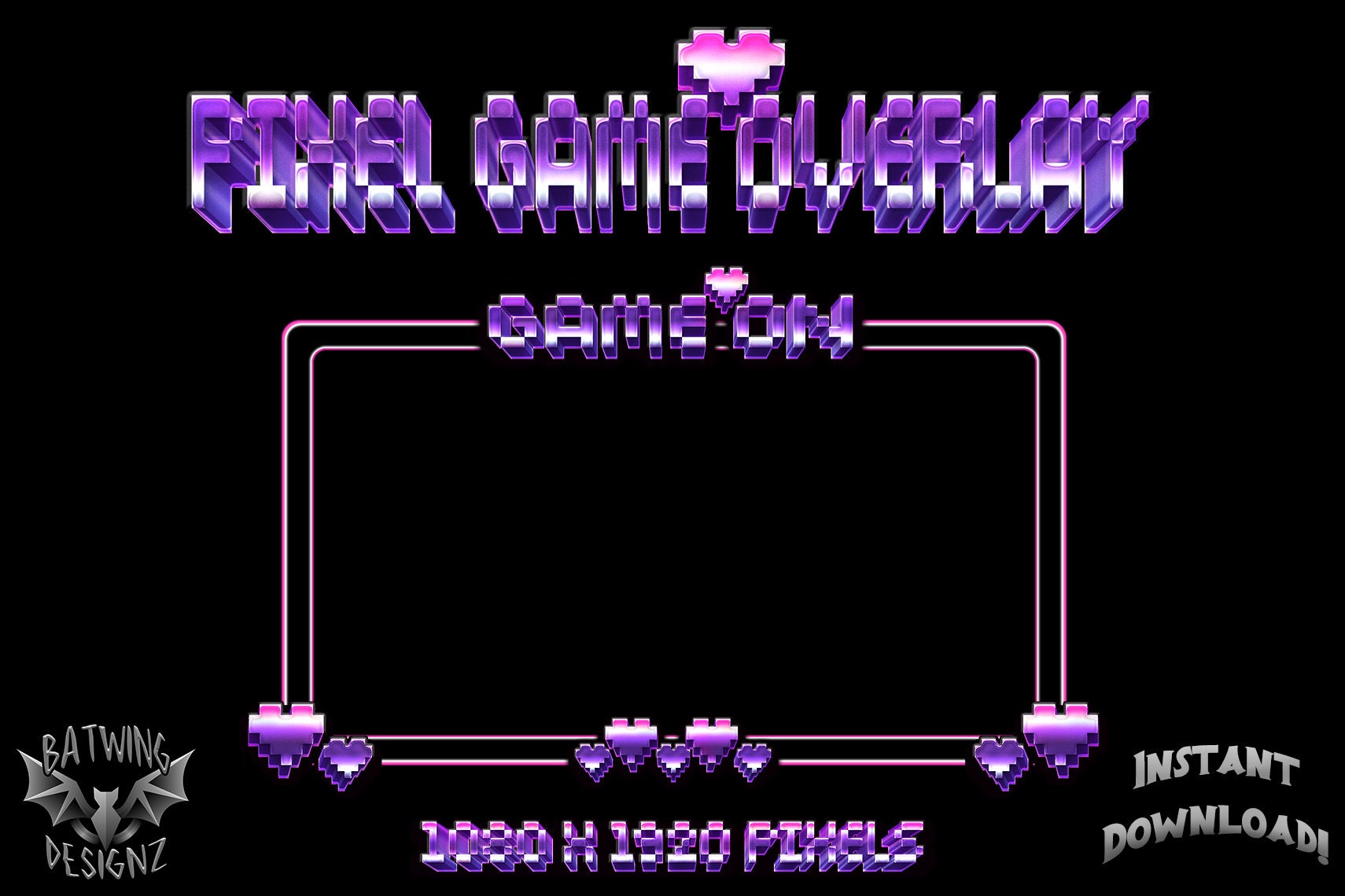 Retro Pixel Game Overlay | Purple Twitch Game on Layer - Etsy