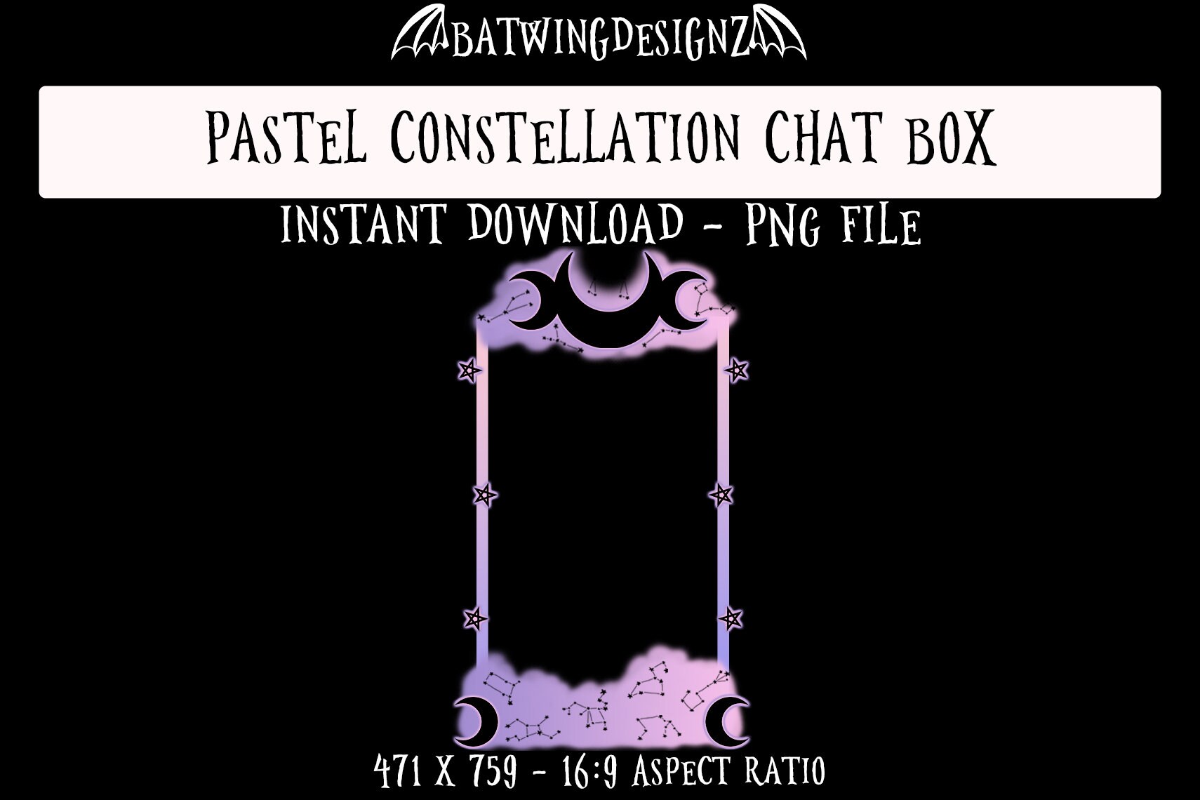 Pastel Constellations Twitch Chat Box Gradient Cloud Moon - Etsy