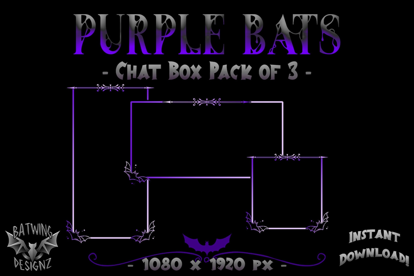 Purple Bats Chat Box Set | Twitch Spooky Gothic Gaming - Etsy