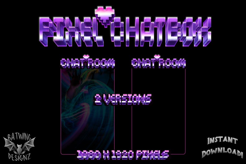 Retro Purple Pixel Chat Box | Twitch Gamer Love Pixels Chat - Etsy