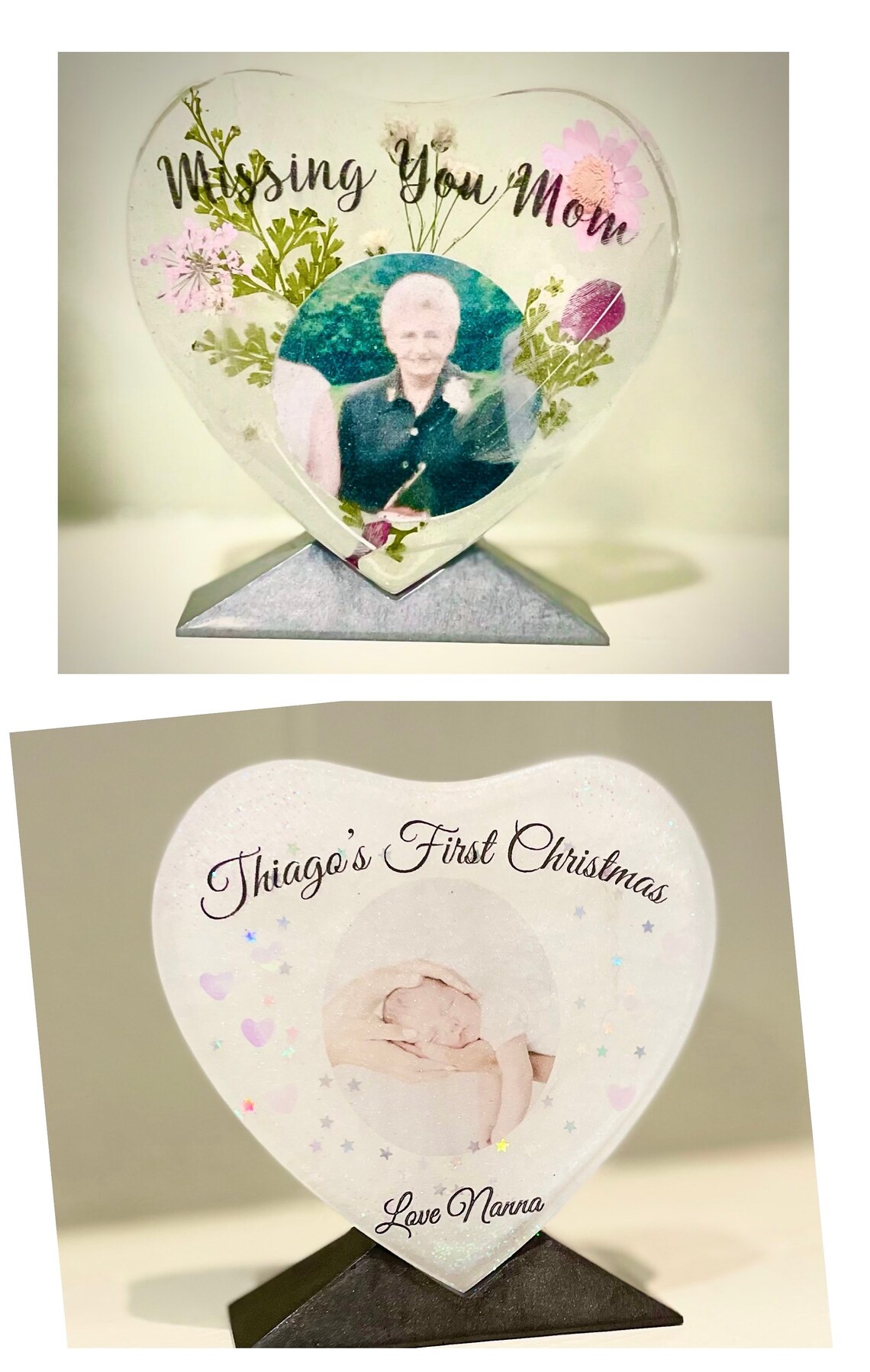 Personalised Resin Heart Photo Frame gift Custom Made | Etsy