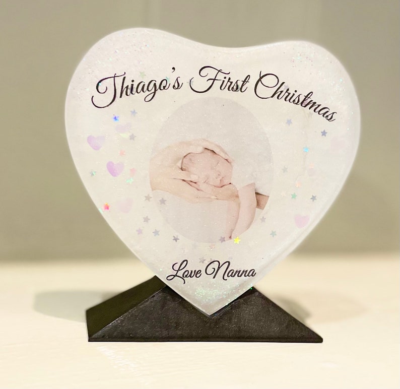 Personalised Resin Heart Photo Frame gift Custom Made | Etsy