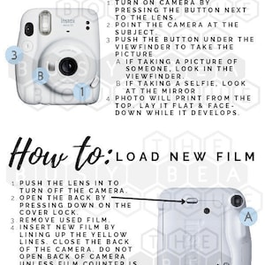 Instax Mini 11 Polaroid Camera Instructions for Wedding Bachelorette ...