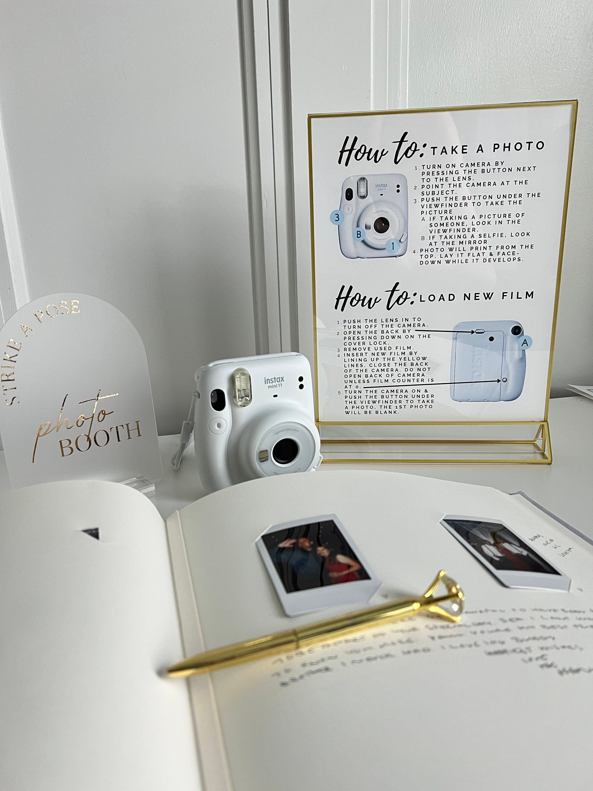 Instax Mini 11 Polaroid Camera Instructions for Wedding Bachelorette ...