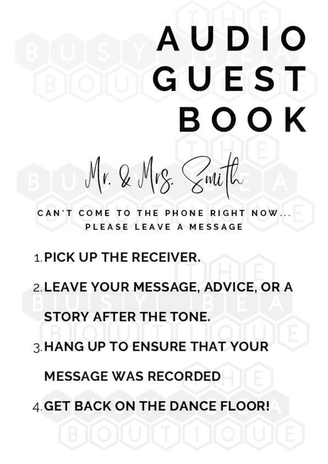 Audio Guestbook Instructions Sign: Editable Template (digital File) - Etsy