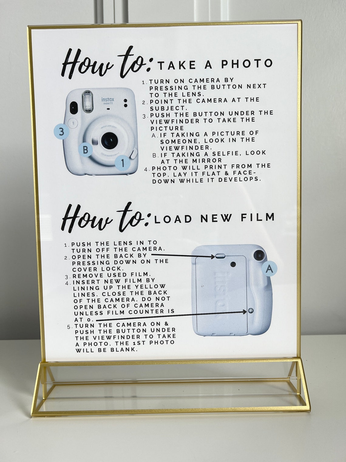 Instax Mini 11 Polaroid Camera Instructions for Wedding Bachelorette ...