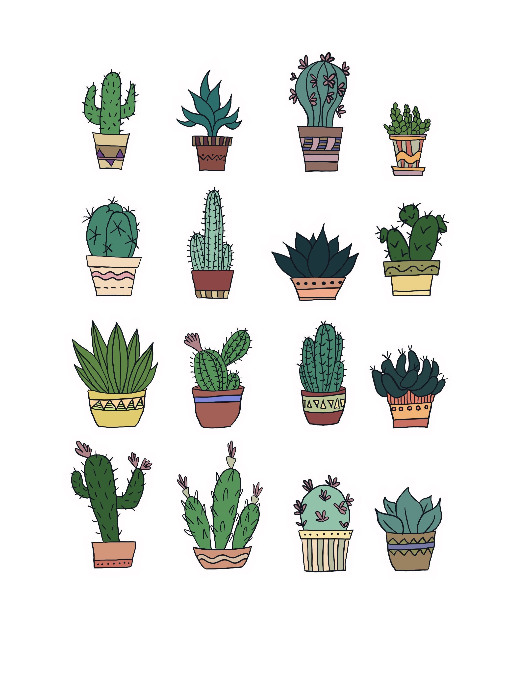 Cactus Sticker Pack - Etsy