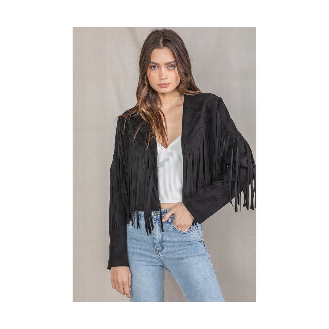 Fringe Suede Moto Jacket - Etsy