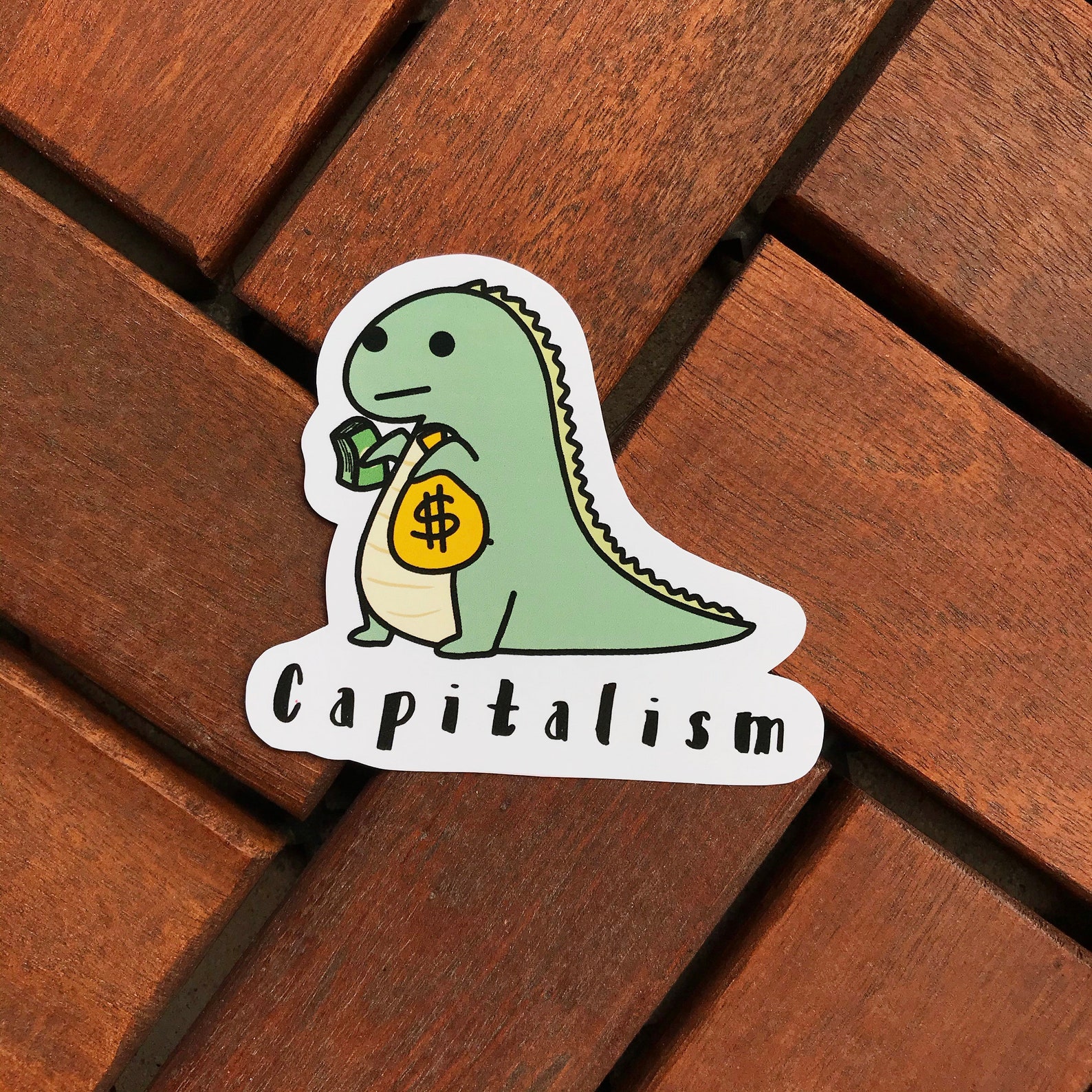 Dinosaur Capitalism Die Cut Sticker Cute Sticker Bullet - Etsy