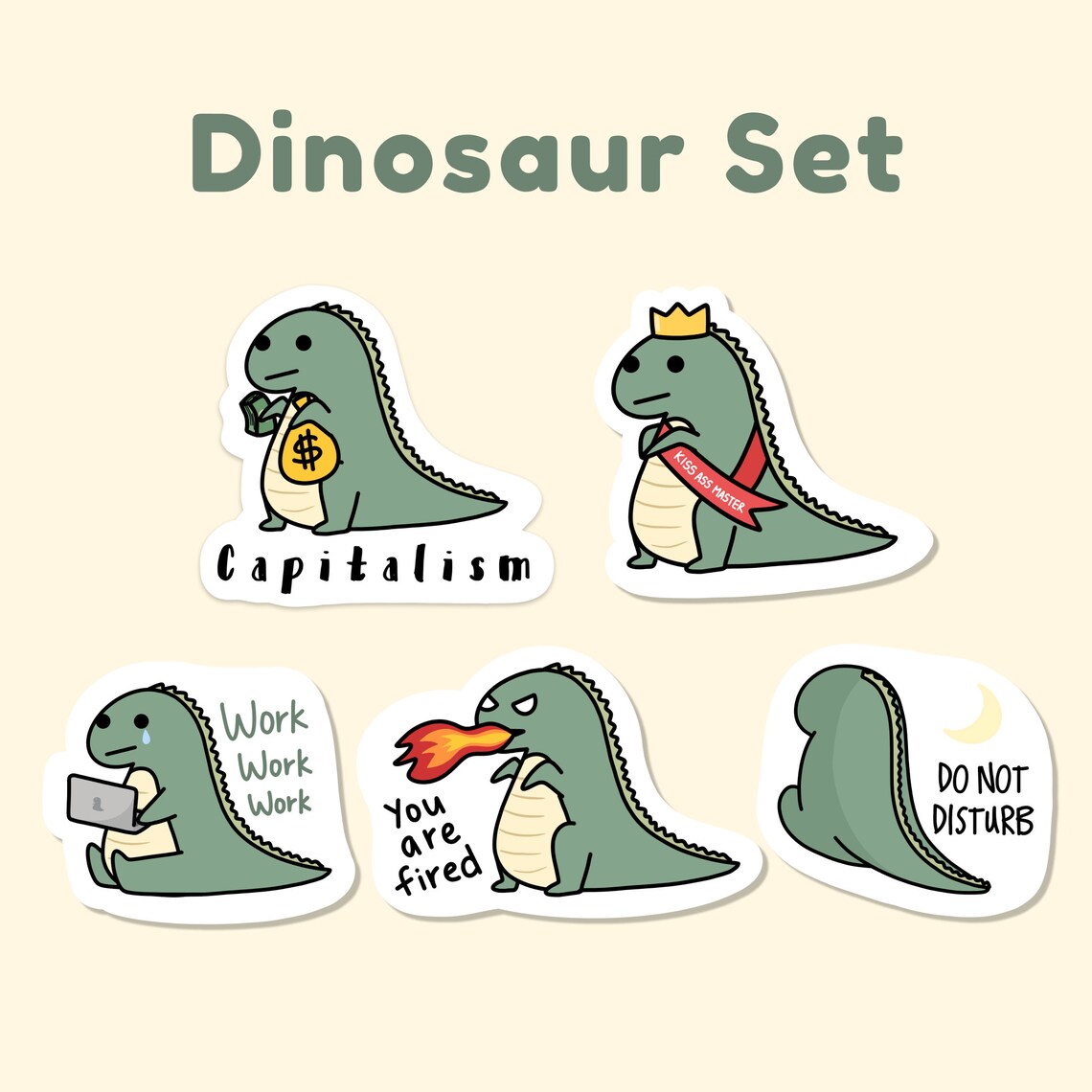 Dinosaur Capitalism Die Cut Sticker Cute Sticker Bullet - Etsy