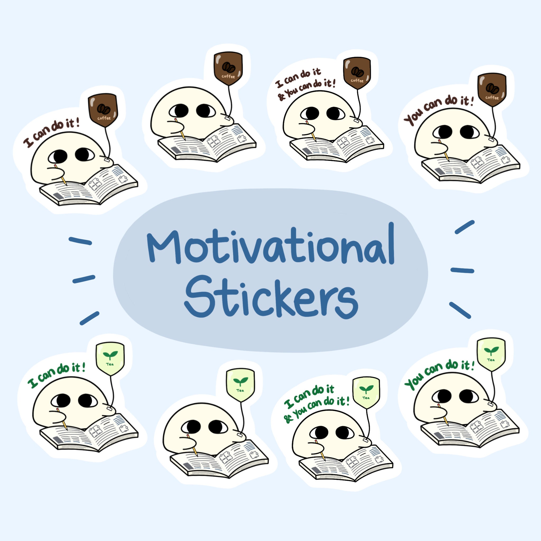 Study/Work Motivational Stickers Tea cute sticker vinyl | Etsy