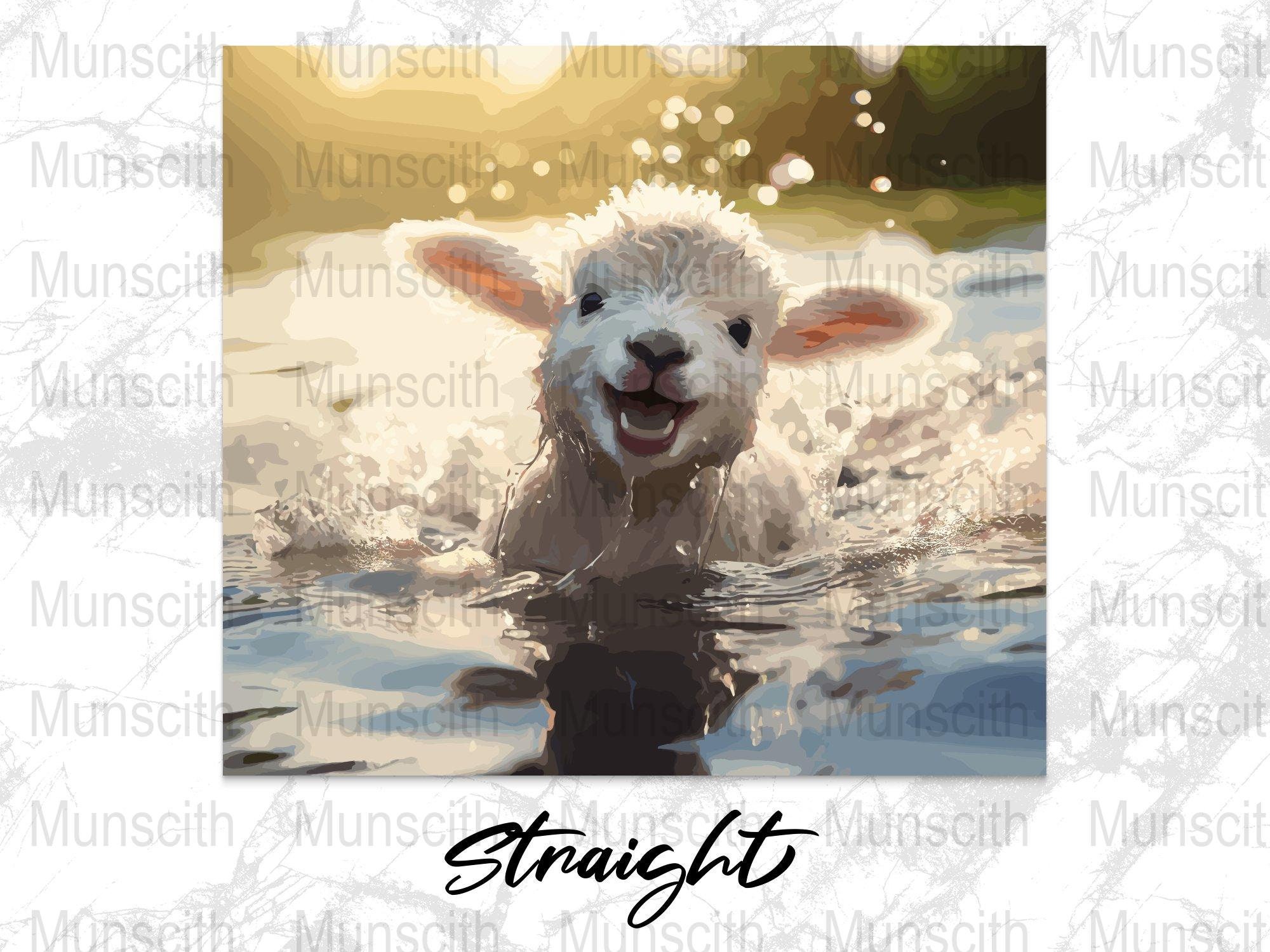 Lamb Bathing, Animal Wrap Design, Cute Tumbler Wrap, Baby Animal 20oz ...