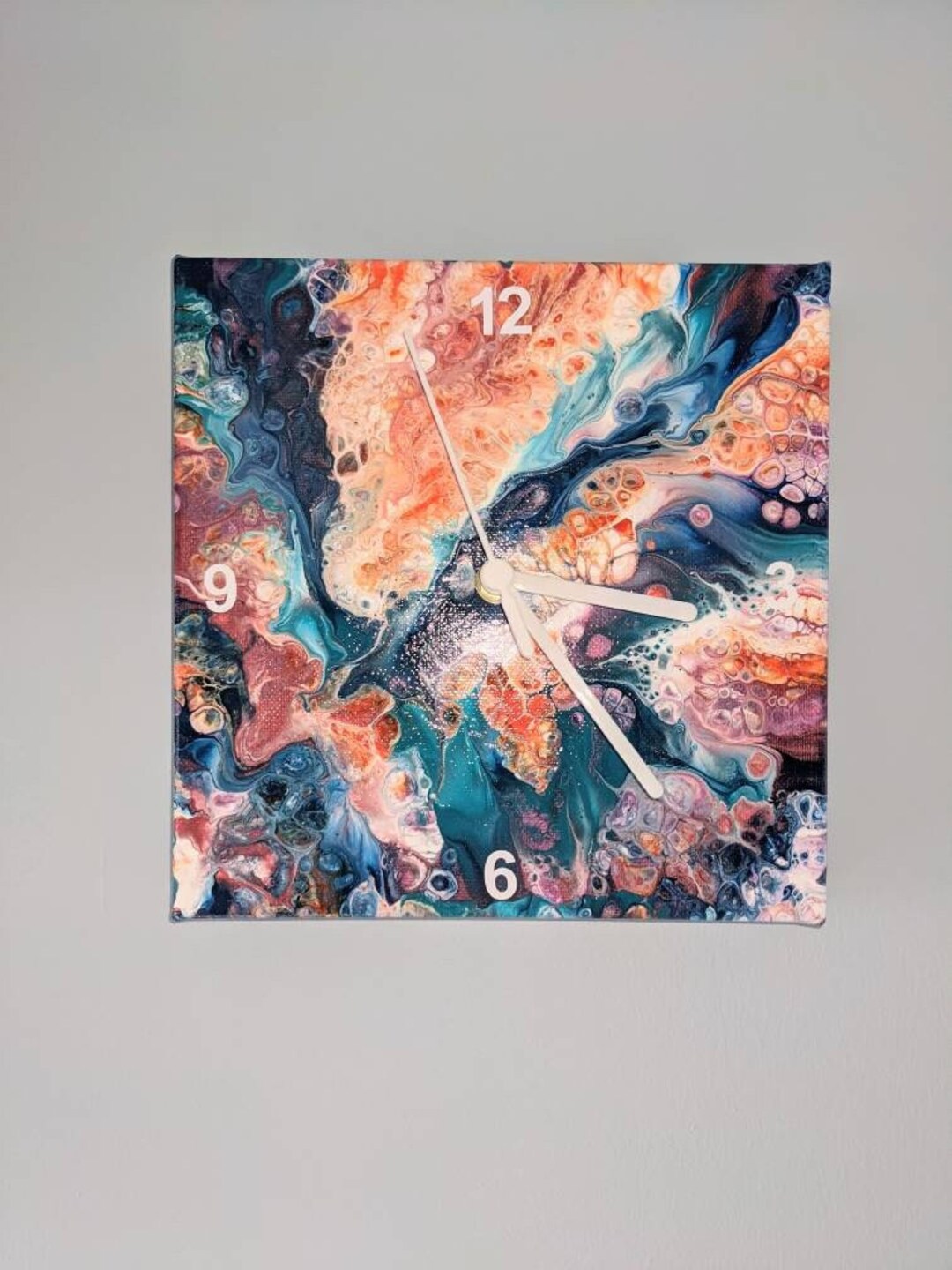 Fluid Art Clock, Acrylic Pour Clock, Abstract Art, Lounge Decor, Small ...