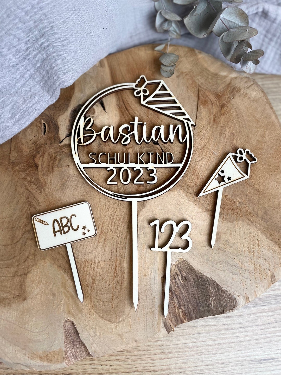 Cake Topper School Child Set / Cake Topper ABC 123 School Bag Made of ...