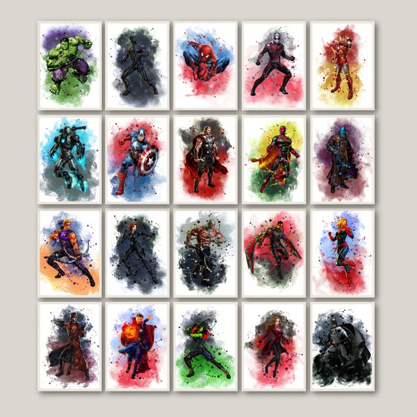 Superhero Print Set - Etsy