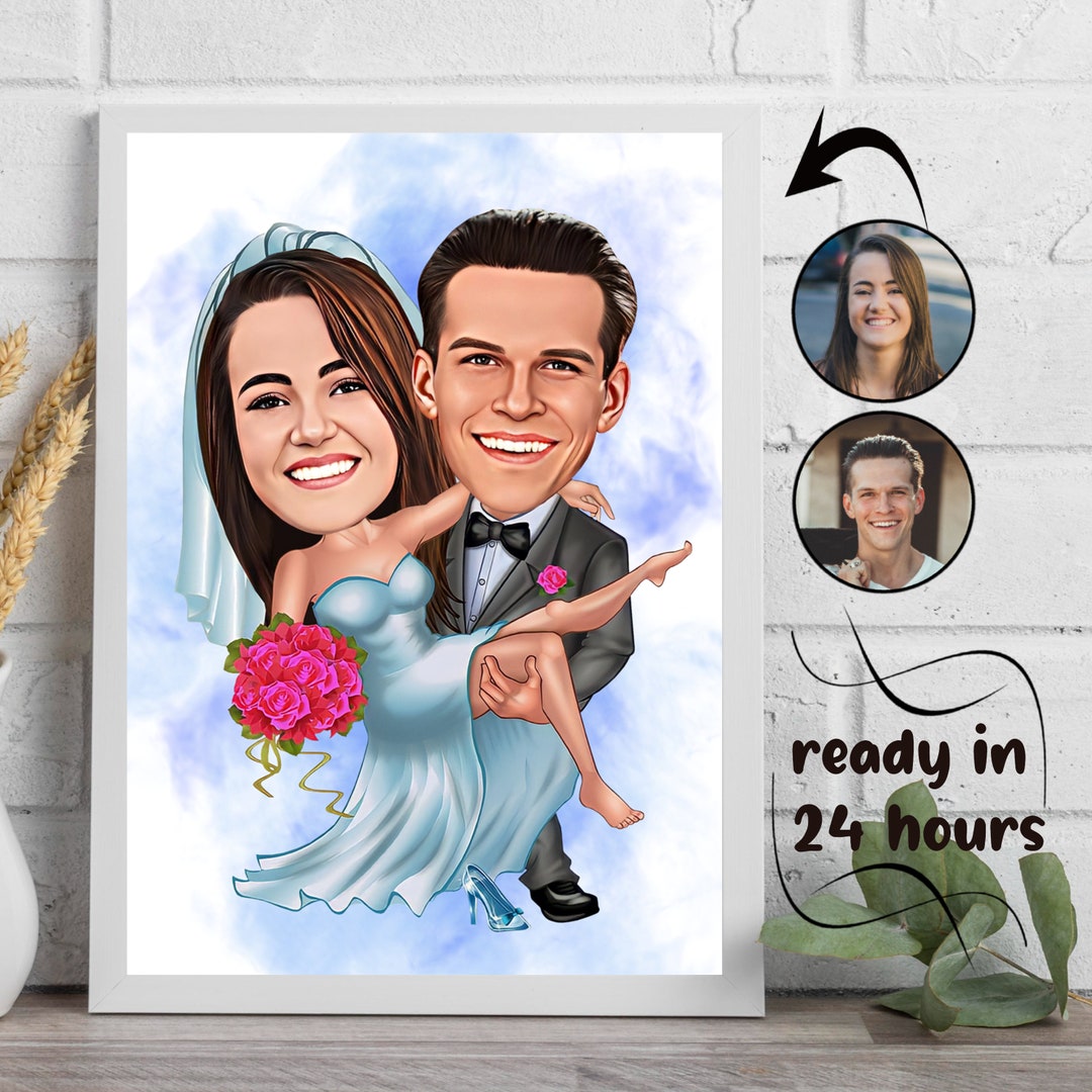 Custom Wedding Cartoon Portrait, Couple Portrait, Gift for Couple ...