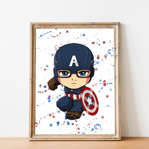 Superheroes Poster Set of 8, Superhero Wall Art, Kids Room Wall Decor ...