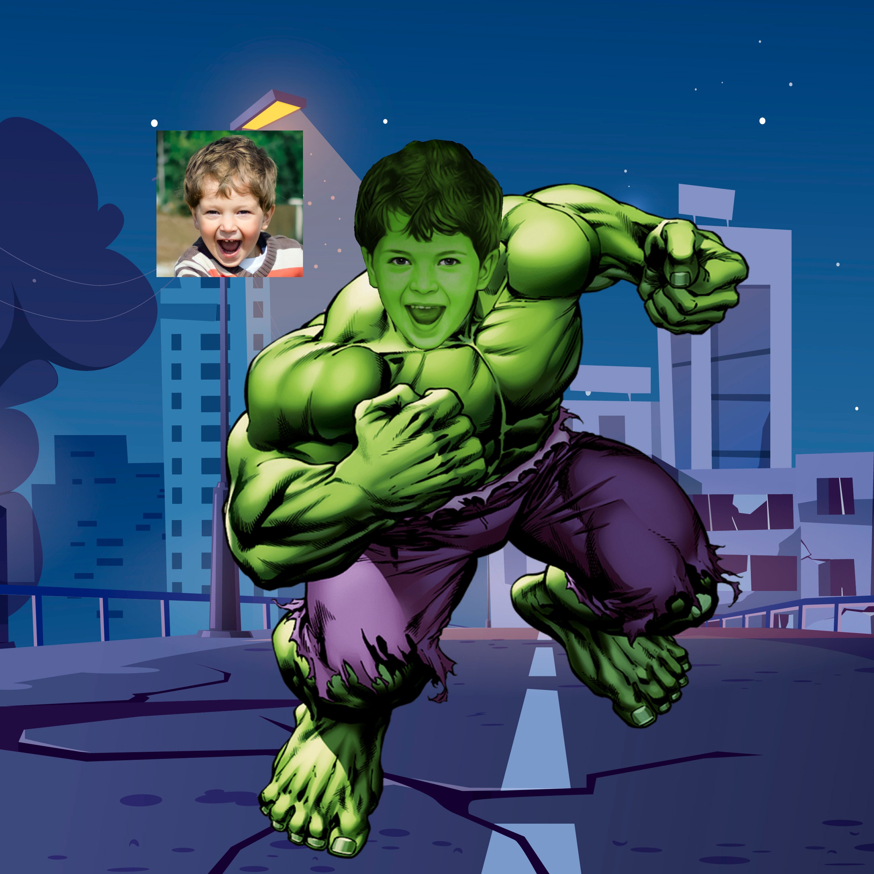 Custom Hulk Portrait Caricature Personalized Superhero - Etsy