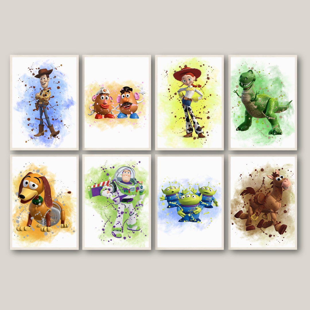 Toy Story, Set8 Watercolor Printable Toy Story, Toy Story Poster, Kids ...