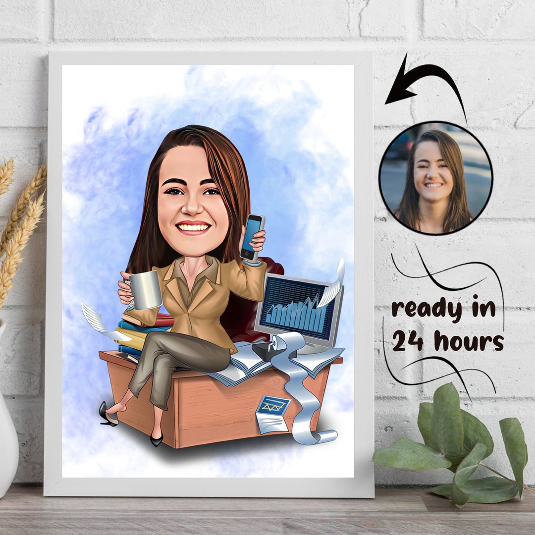 Personalized Female Super Boss Cartoon Portrait, Gift for Boss, Boss ...