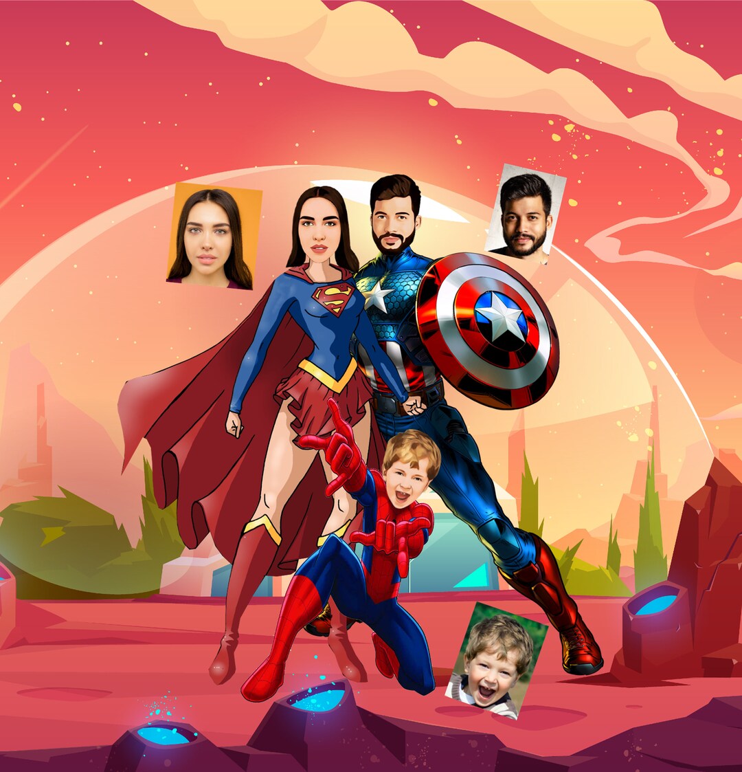 Superhero Portrait From Your Photo, Superhero Caricature Comics, Custom ...