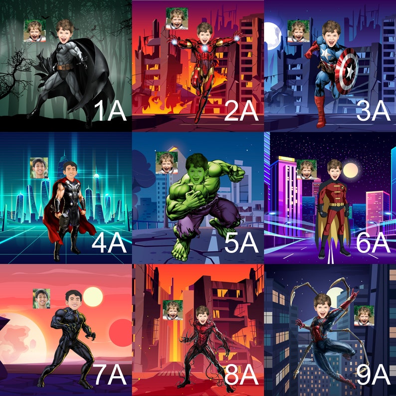 Custom Hulk Portrait Caricature Personalized Superhero - Etsy