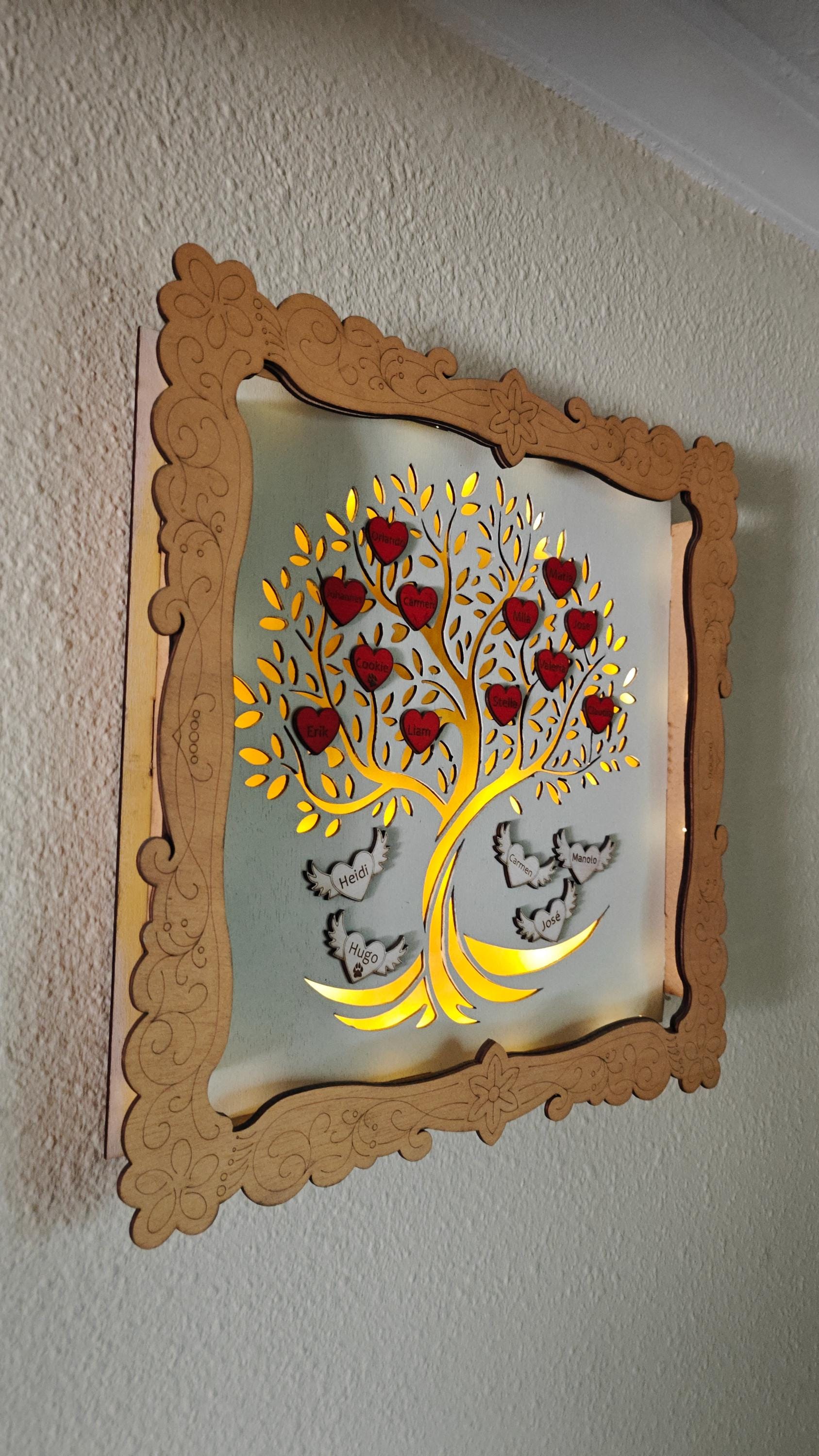 Family Tree Shadow Box | Personalized, Layered Laser Cut File (SVG/DXF ...
