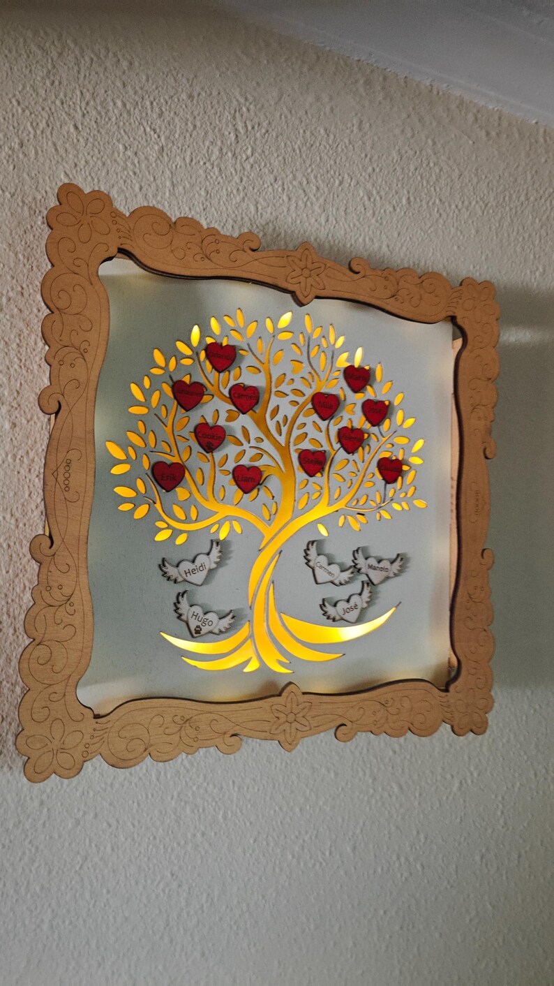 Personalized Family Tree Shadow Box | Layered SVG/DXF/AI | Glowforge ...