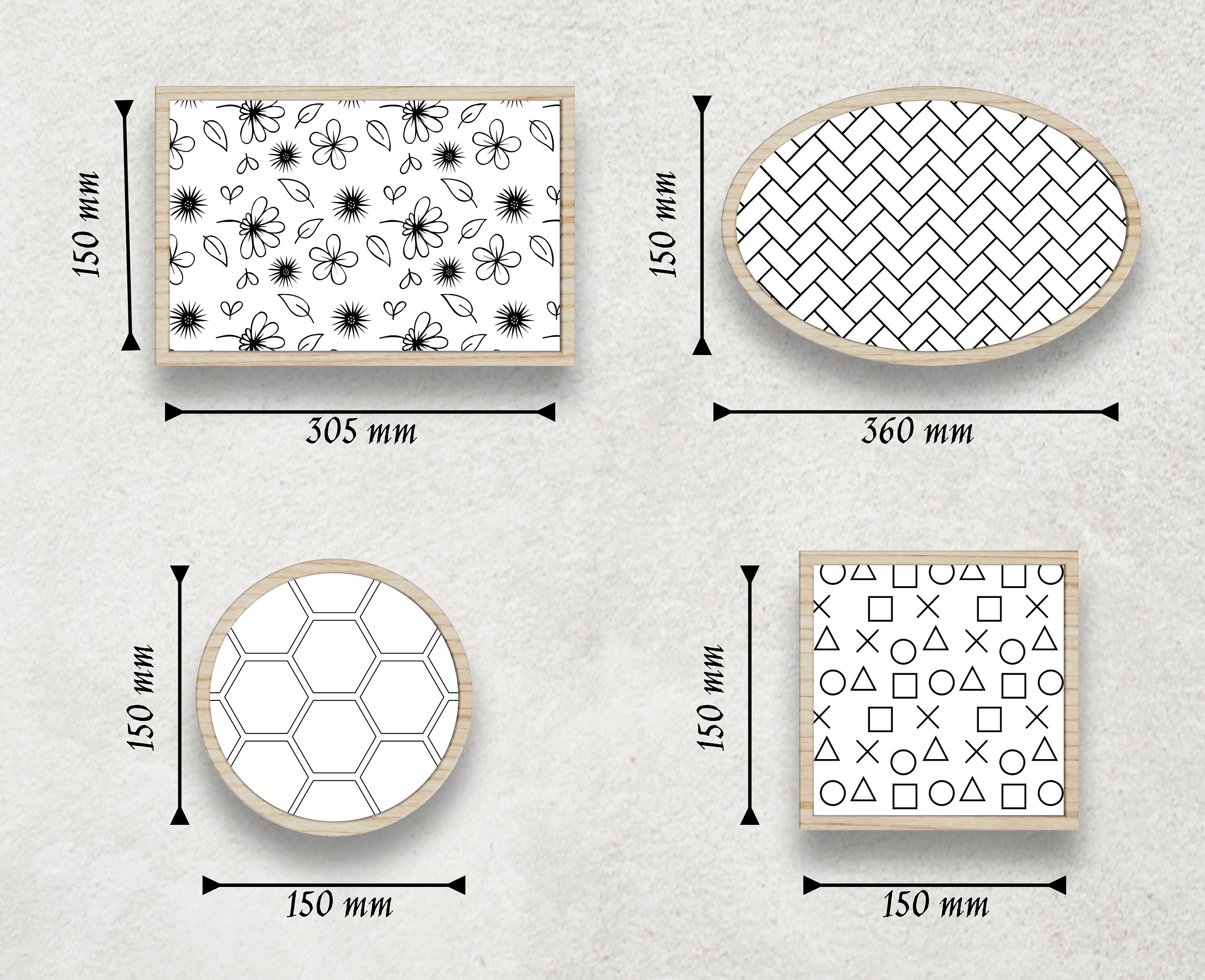 Patterns for Lightburn & Glowforge Svg, Dxf, AI Flowers, Herringbone ...