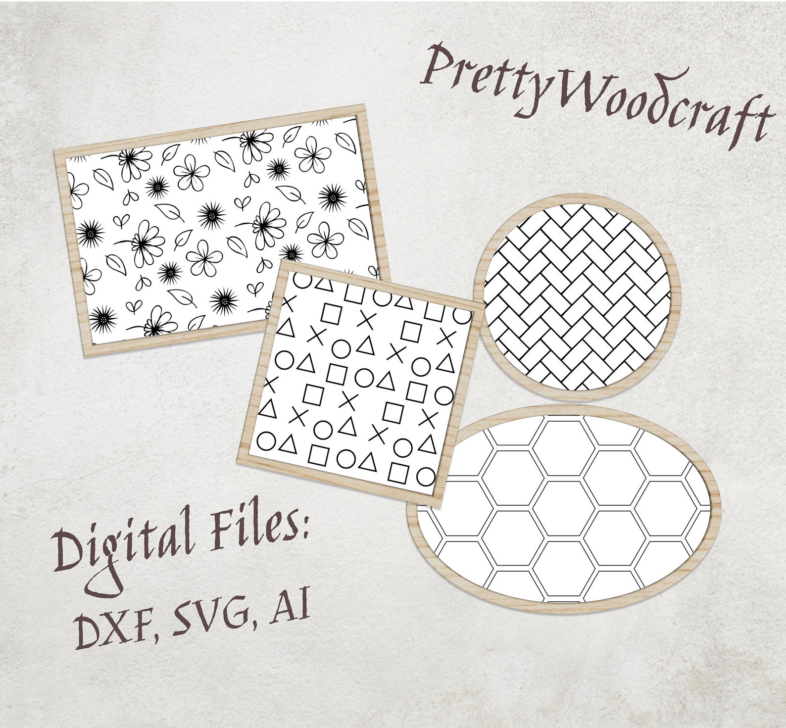 Patterns for Lightburn & Glowforge Svg, Dxf, AI Flowers, Herringbone ...