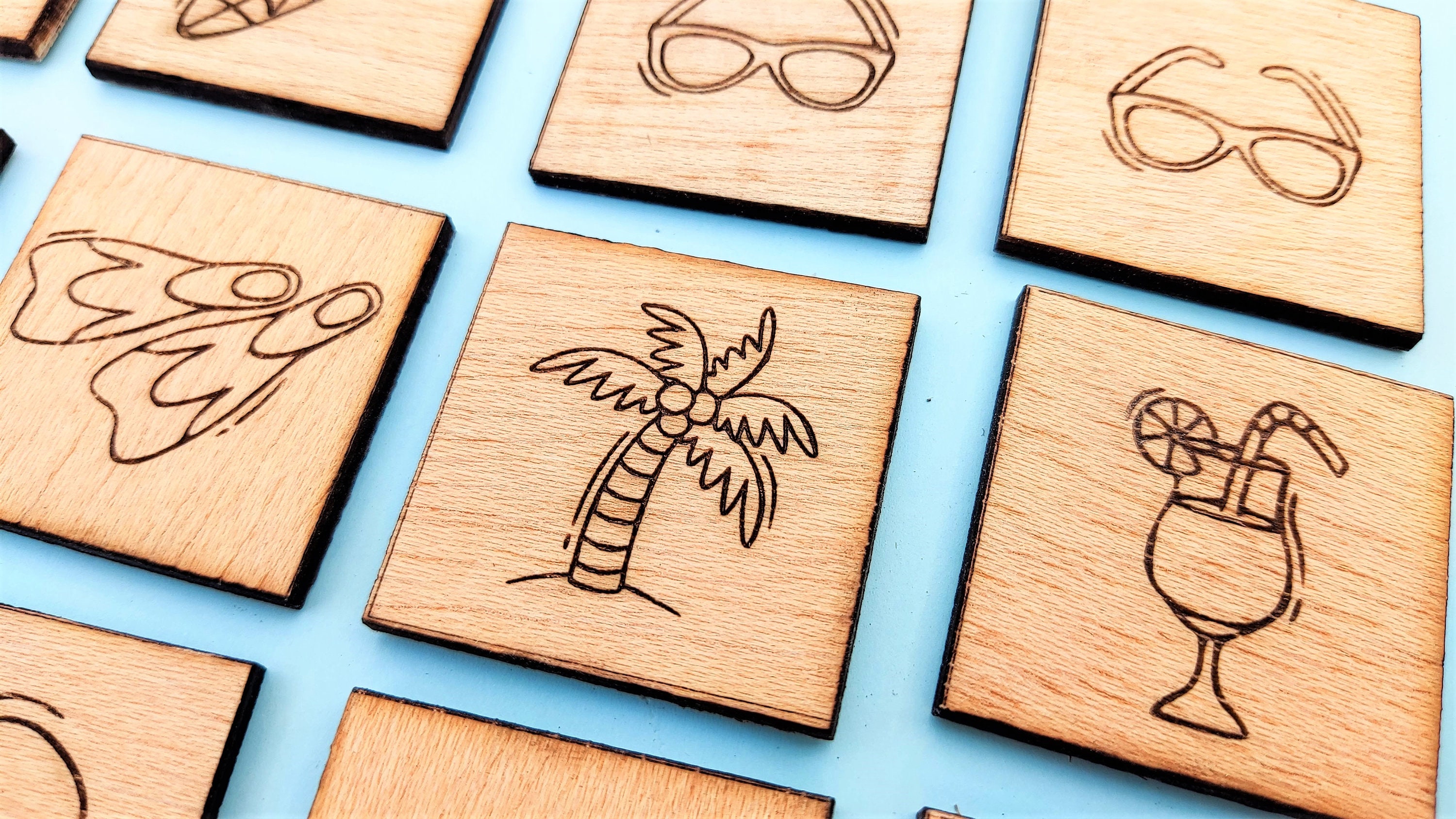 Wooden Memory Game Laser Cnc AI DXF SVG Files 15 Designs - Etsy