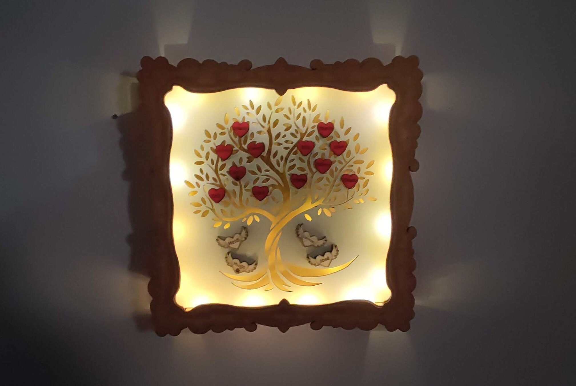 Family Tree Box Frame With 2 Lights / Multi-layer SVG/ DXF/ AI ...