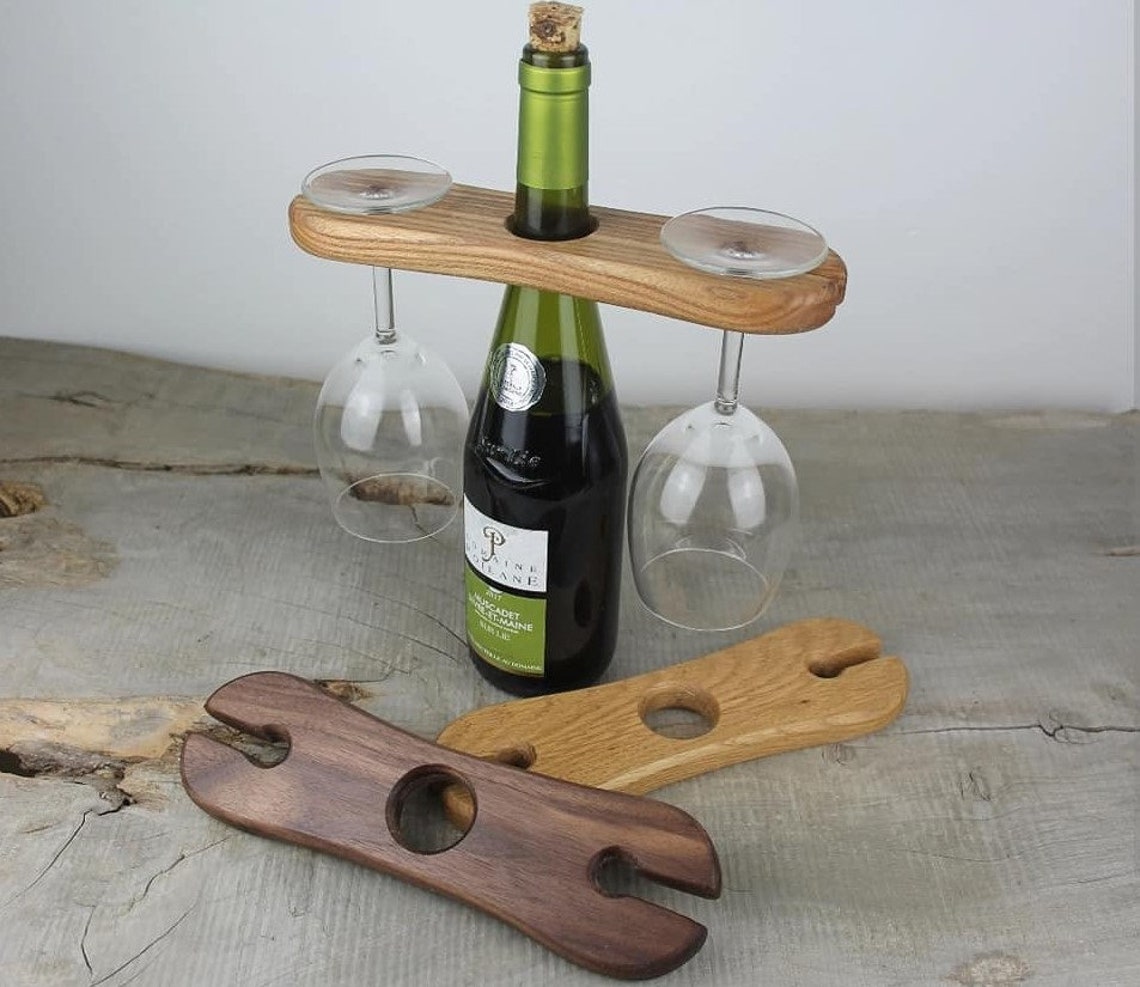 Wine Caddy - Glass Holder-wine Butler-wood Wine Glass Holder ...