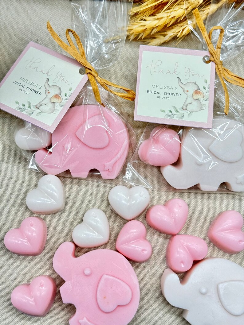 Pink Elephant Heart SOAP Favors, Elephant Theme Baby Shower Favors ...