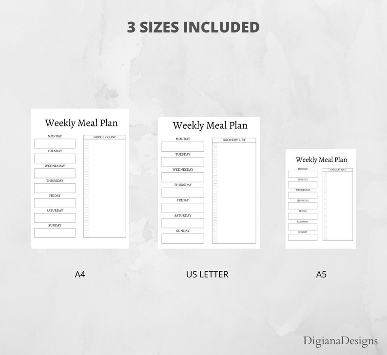 Weekly Meal Plan Printable - PDF - Digital Download - Checklist ...
